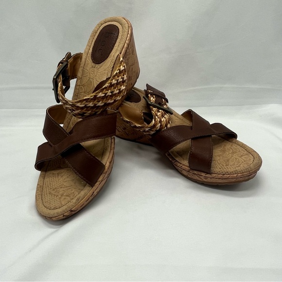 boc | Shoes | Born Boc Izabel Wedge Slide Platform Cork Heel Flower ...
